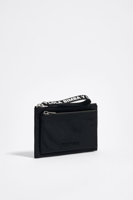 Black nylon double purse